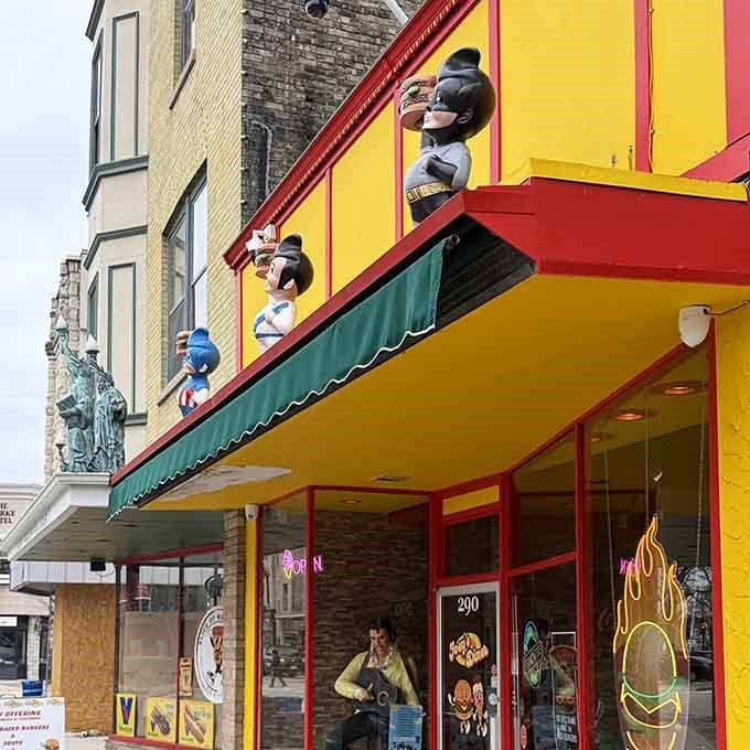 That yellow and red exterior isn't whispering – it's belting out "Happy Days" at full volume.