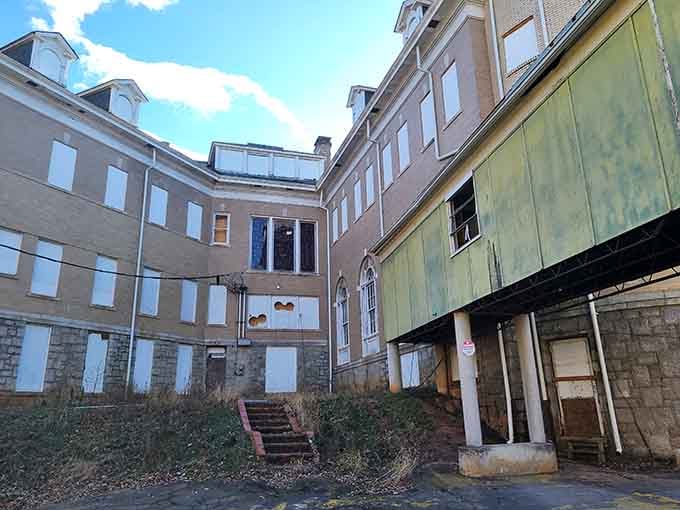 Time and weather have painted this mansion in shades of abandonment, yet its bones still stand proud.