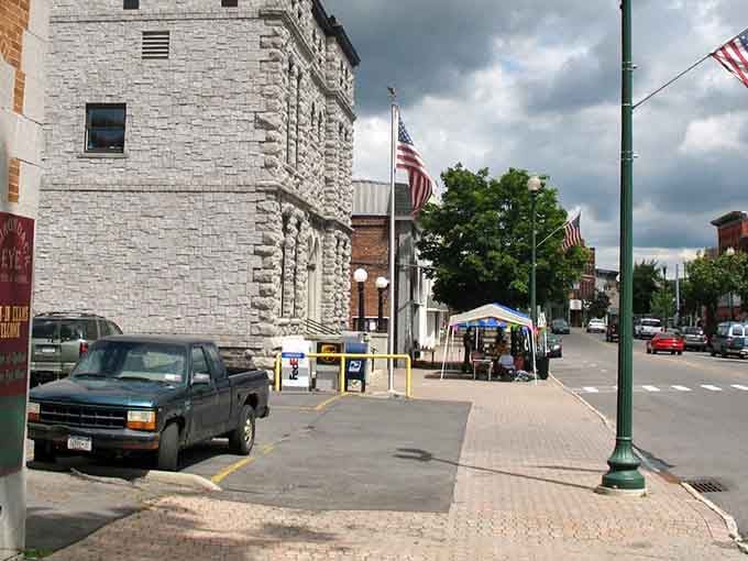 Classic storefronts and wide sidewalks create the kind of Main Street America where neighbors still wave and coffee's always fresh.