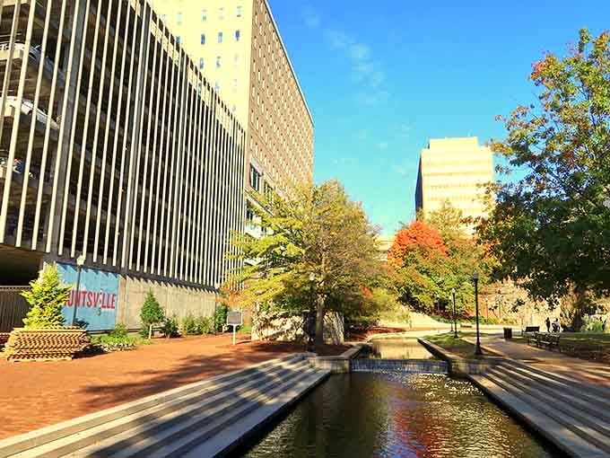 Modern Huntsville spreads beneath blue skies, where rocket scientists and regular folks share the same beautiful streets.