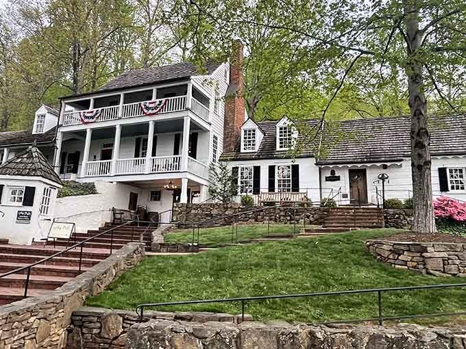 The white clapboard exterior looks like it stepped straight out of a history book, minus the smallpox.