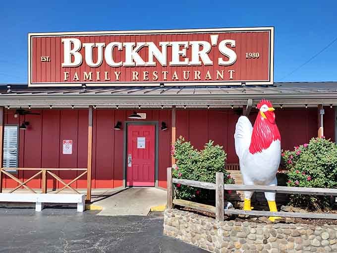 That giant rooster isn't just yard art &ndash; it's a delicious promise standing guard over your next favorite meal.