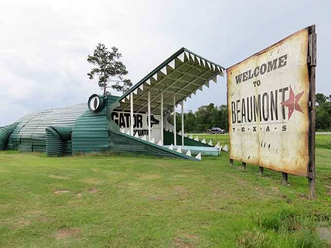 That giant gator entrance isn't compensating for anything, it's just announcing pure Texas-sized ambition ahead.