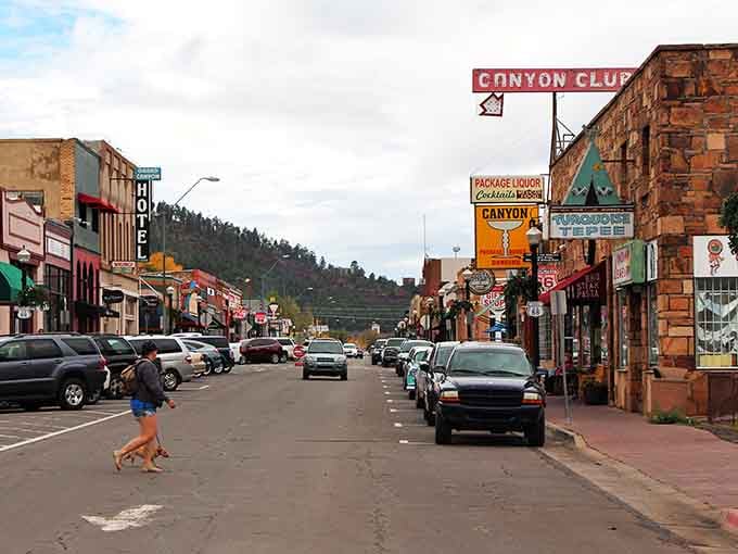 Main Street Williams looks like someone built a time machine and parked it in northern Arizona's pine country.