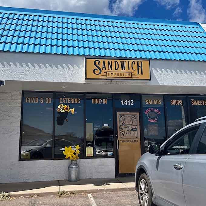 When a storefront promises grab-and-go, catering, and dine-in, you know they've got their priorities absolutely straight.