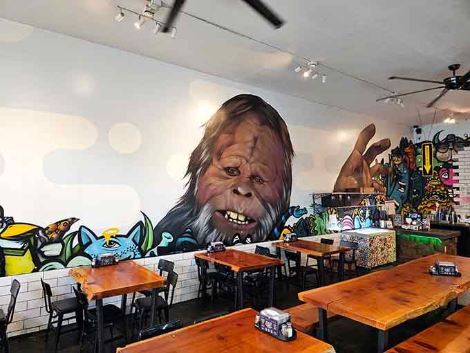 When Bigfoot himself is grinning down at your table, you know you've found the right spot for family dinner tonight.
