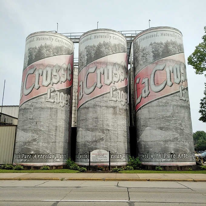 Seven stories of pure brewing ambition painted to look like City Brewery cans, because subtlety is overrated.