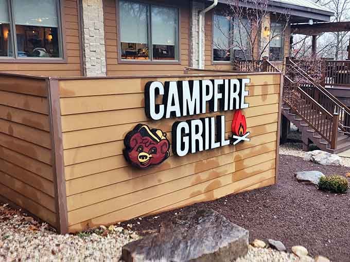 That adorable bear mascot knows what's up: indoor camping where the only thing getting toasted is your dinner.