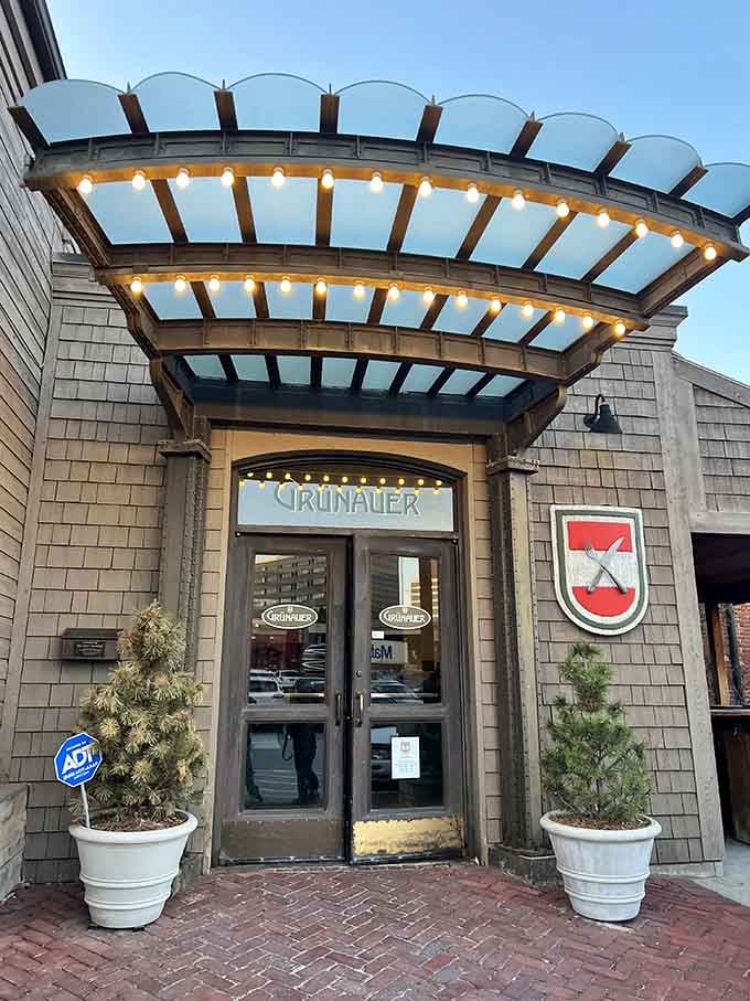 This charming facade in Kansas City's Freight House District is your gateway to genuine Austrian gasthaus dining.