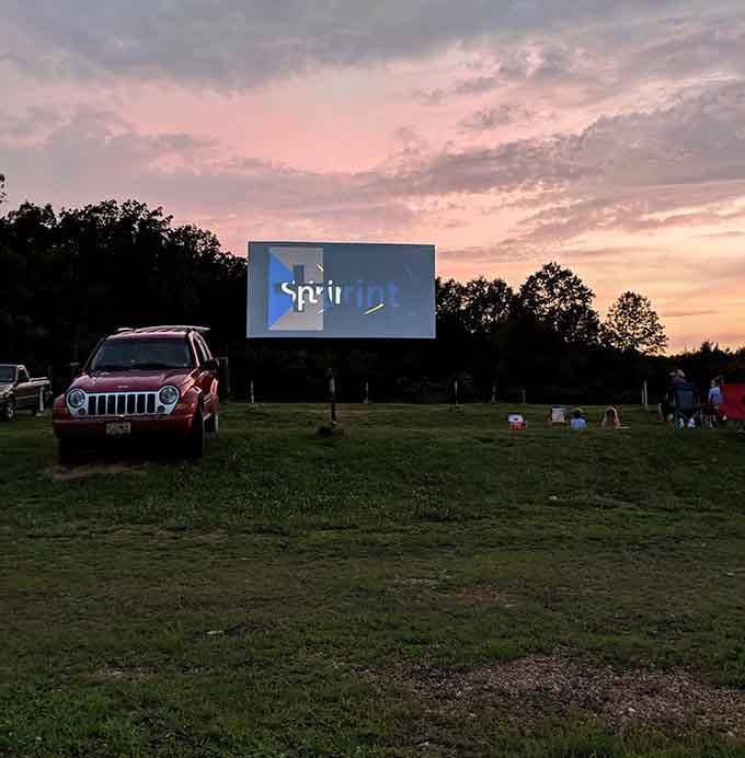 That sunset sky competing with the big screen is nature's way of saying "top this, Hollywood."