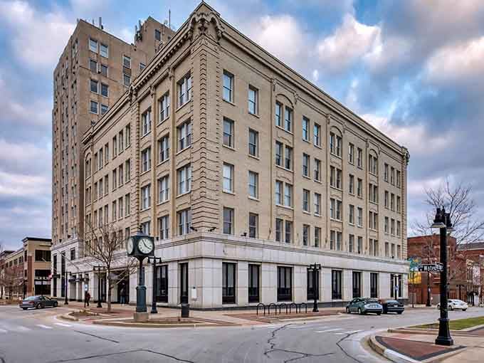 Classic downtown architecture that proves beautiful buildings don't require Manhattan rent to appreciate their timeless elegance and charm.