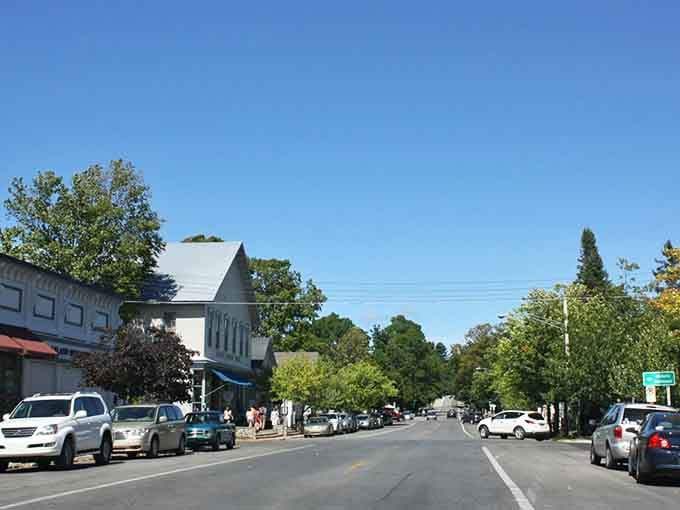 Tree-lined streets and white clapboard buildings that look like they've been here since forever, peacefully waiting.
