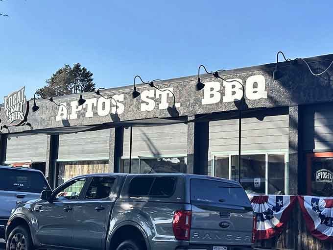That bold signage isn't whispering, it's announcing barbecue greatness to everyone within a mile radius.