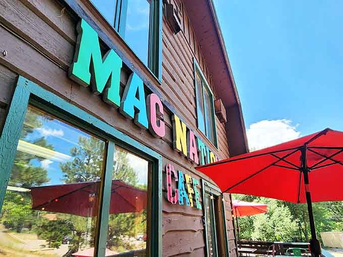 Those carnival-bright letters aren't just signage&mdash;they're a neon promise that comfort food nirvana awaits inside.