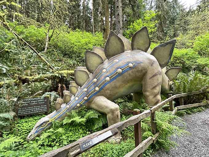 This Stegosaurus rocks those blue plates like it's heading to the world's most exclusive Jurassic dinner party.