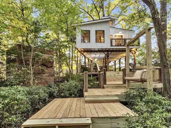 Your childhood treehouse dreams just got a serious upgrade, complete with actual walls and everything.