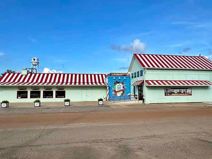 That red and white striped awning is basically a siren song for anyone with a sweet tooth.