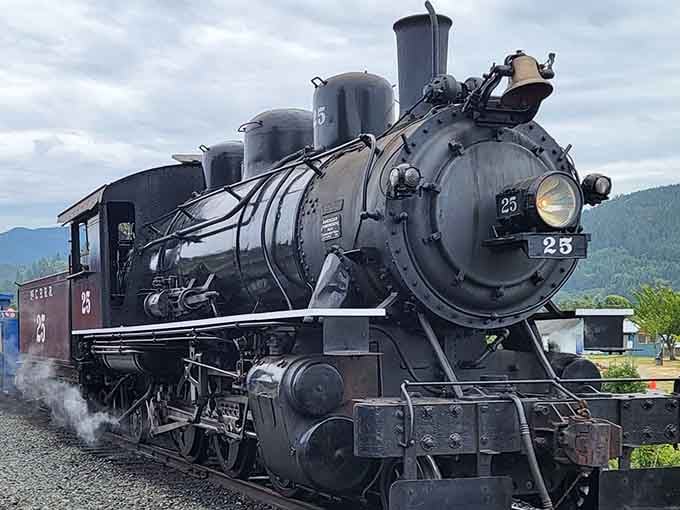 Engine Number 25 stands ready like a time machine on rails, promising adventures through coastal Oregon.