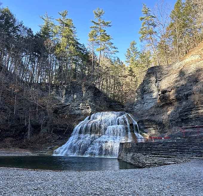 Mother Nature carved this amphitheater over millennia, and the waterfall takes center stage like a Broadway show.