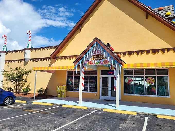That yellow facade with candy cane columns isn't a mirage, it's your new happy place in Surfside Beach.