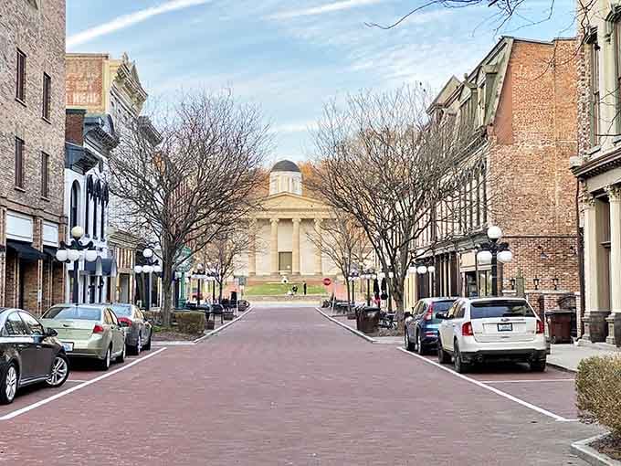 Brick streets and historic facades that make you wonder if you accidentally drove to Bavaria.