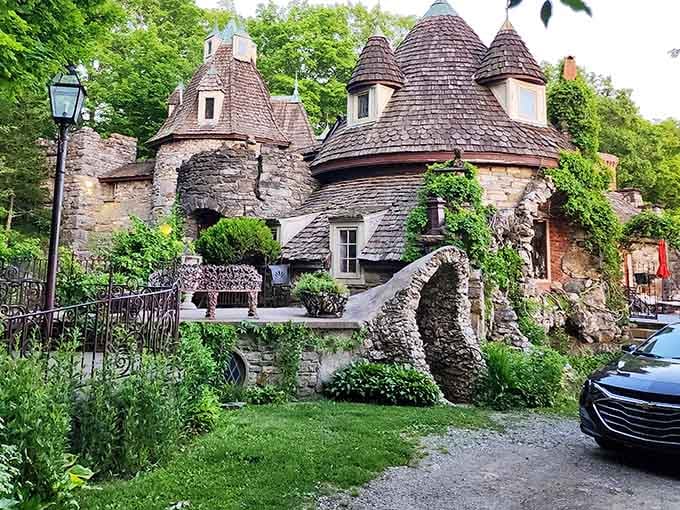 Multiple turrets reaching skyward like something straight out of a storybook, except this fairy tale is absolutely real.