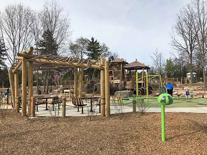 Natural materials and thoughtful design prove playgrounds don't need to look like candy-colored plastic nightmares to be fun.