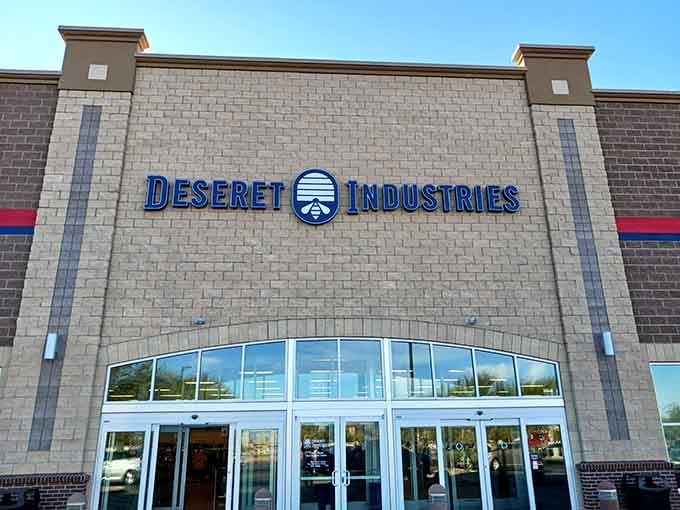 That blue logo beckons bargain hunters inside, where treasures await and wallets breathe sighs of relief.