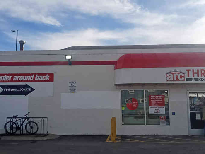 The donation center around back keeps treasures flowing in while you're busy hunting bargains out front.