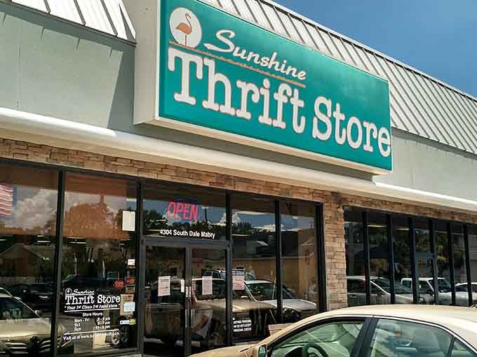 The "OPEN" sign glows like a beacon for bargain hunters who remember when quality didn't require a payment plan.
