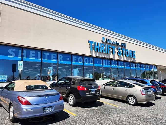 That blue storefront isn't just a thrift store, it's your ticket to retail therapy without the guilt.