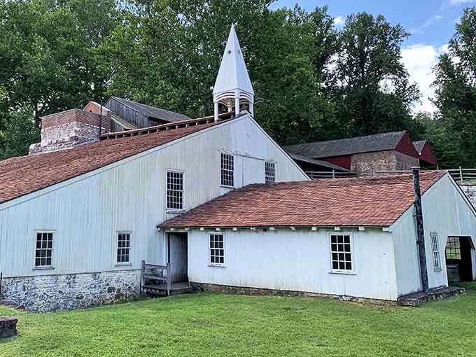 Historic buildings dot the landscape at Hopewell Furnace, where Pennsylvania's industrial past comes alive in stunning detail.