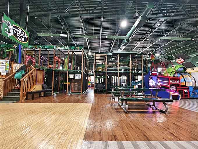 The arcade games and climbing zones coexist peacefully here, giving every type of kid their perfect playground paradise under one roof.