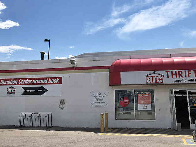 That distinctive red awning marks the entrance to Denver's treasure trove where bargain hunting becomes an Olympic sport.