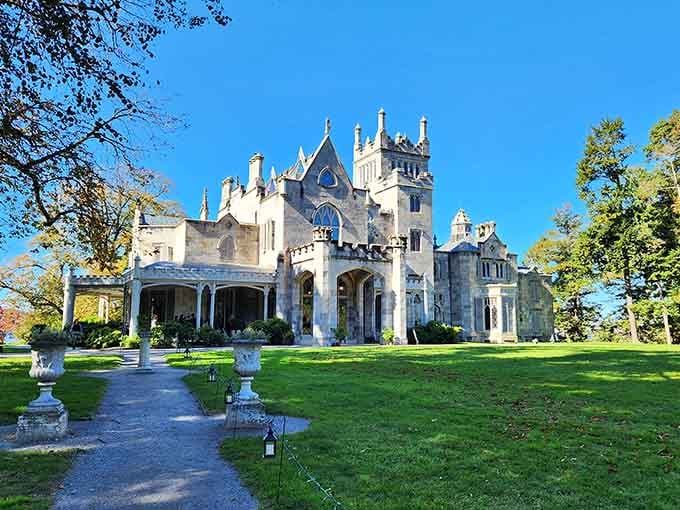 The sweeping lawn and marble facade create a scene so picturesque, even your phone's camera can't mess it up.