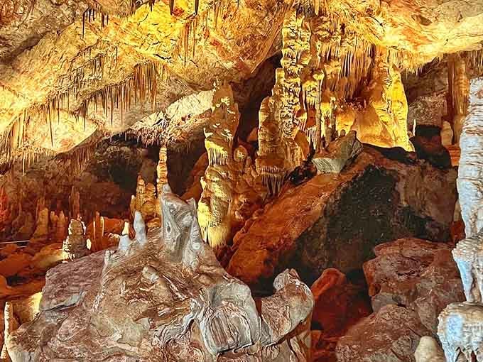 When stalactites and stalagmites meet after thousands of years, they create columns that put any architecture degree to shame.