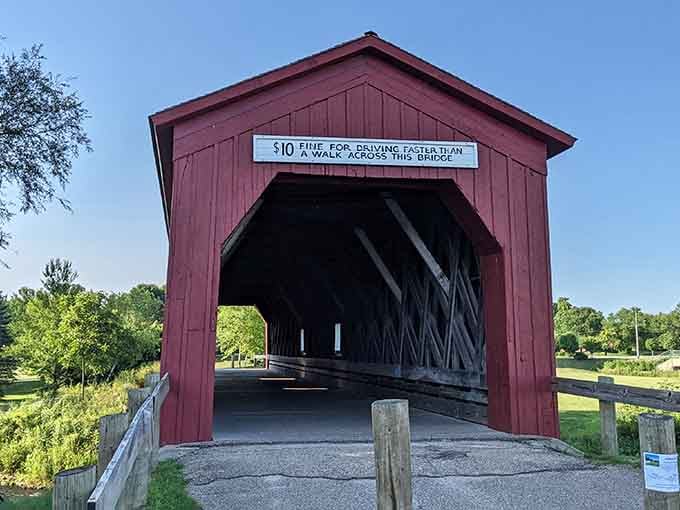That classic barn red against blue sky hits different when it's framing actual history instead of Instagram filters.