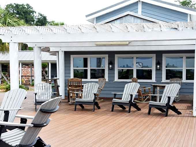 Those Adirondack chairs aren't just for show; they're your front-row seats to the best waterfront dining experience on the Georgia coast.