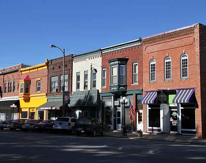 Main Street architecture that proves beauty doesn't require a massive budget or corporate cookie-cutter approach here.