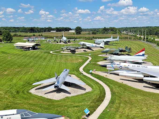 Military jets lined up like they're waiting for the world's most impressive valet service in Peru.