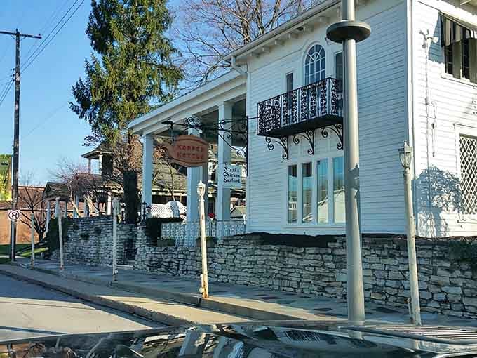 Stone foundation meets classic architecture, proving some buildings just know how to make an entrance worth remembering.
