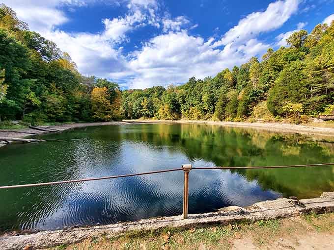 When the water mirrors the sky this perfectly, you're either in a fairy tale or Kentucky.