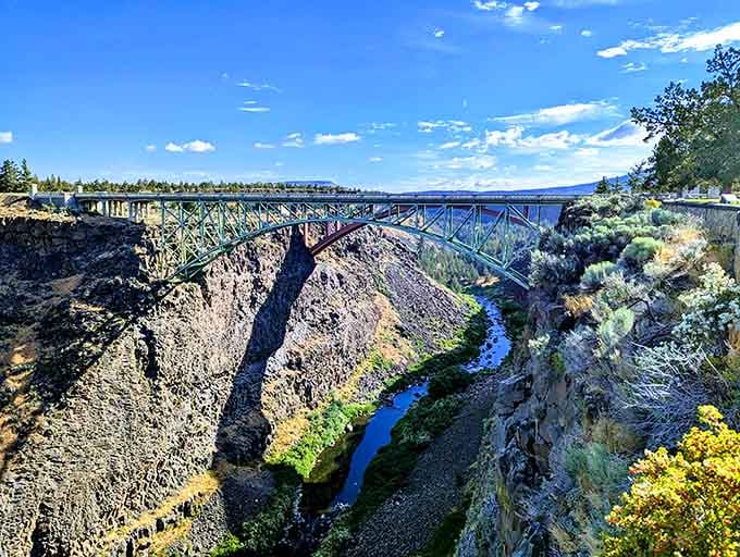 Three bridges spanning one dramatic gorge: because apparently Oregon engineers love showing off their skills.