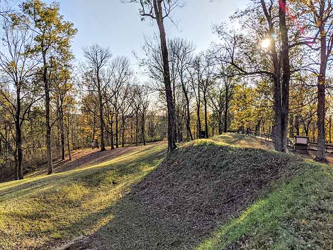 Those earthwork ridges have stood guard over the Ohio River for over 160 years, still impressive.