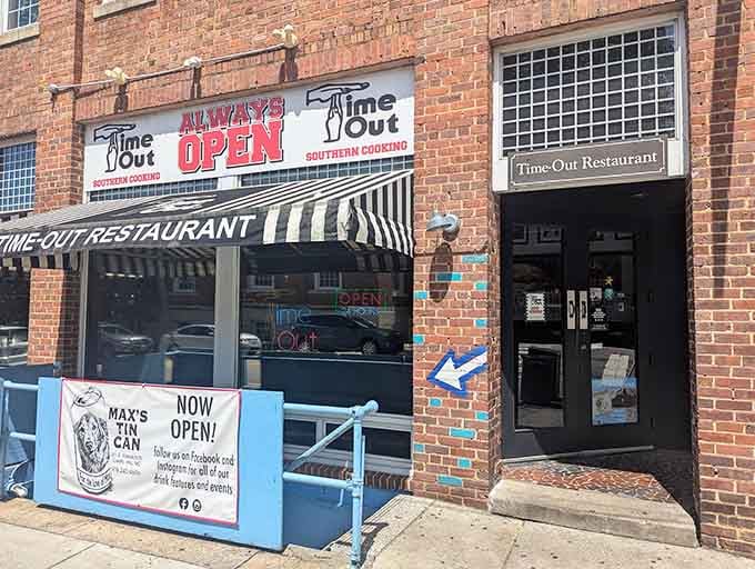 That striped awning isn't just charming, it's your beacon to fried chicken paradise on East Franklin Street.