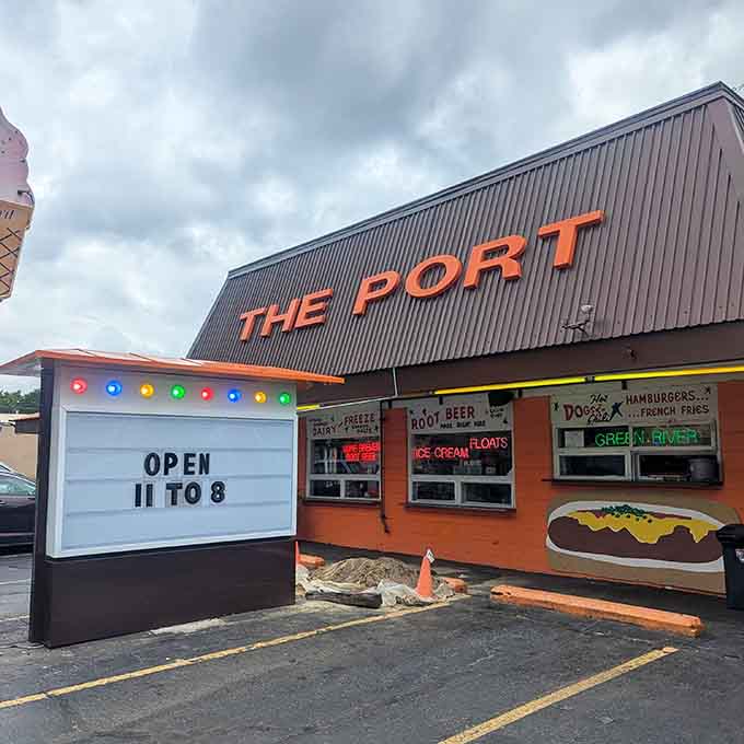 That orange exterior isn't whispering its presence, it's announcing that something delicious is about to happen here.
