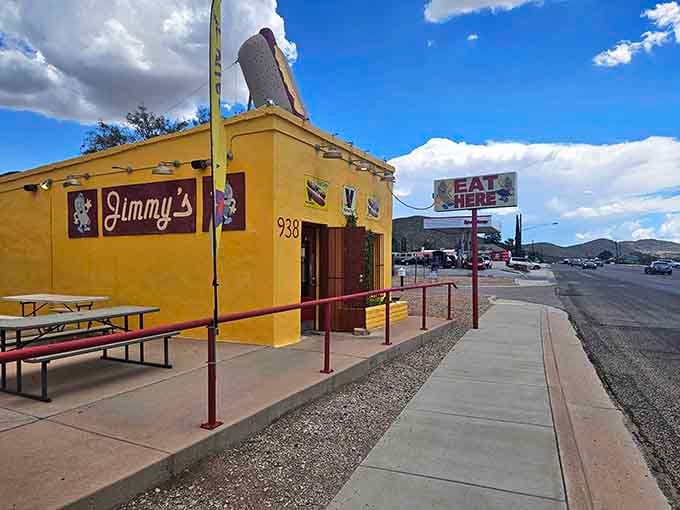 That yellow building with the giant hot dog on top isn't shy about announcing its mission to feed you well.