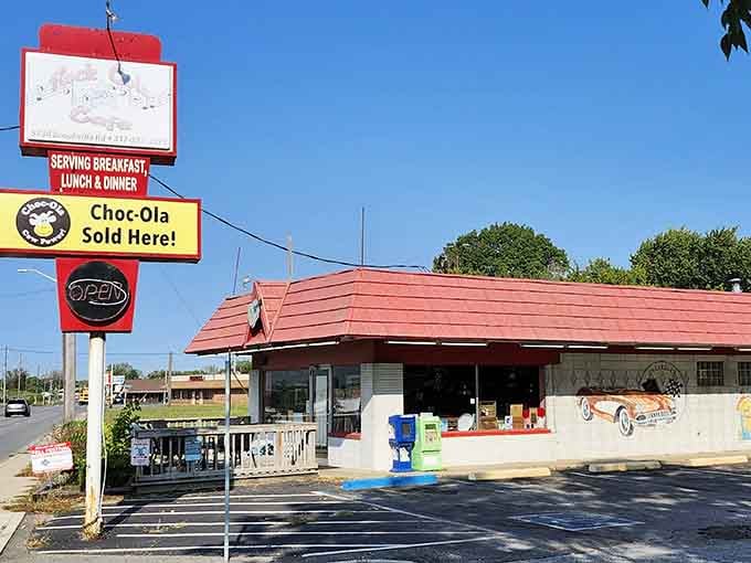 That classic red roof and vintage gas pumps out front aren't just decoration &ndash; they're your first clue you've found something special.
