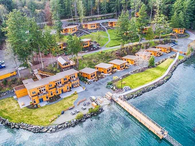 Aerial views reveal what happens when Pacific Northwest charm meets waterfront perfection in one stunning package.