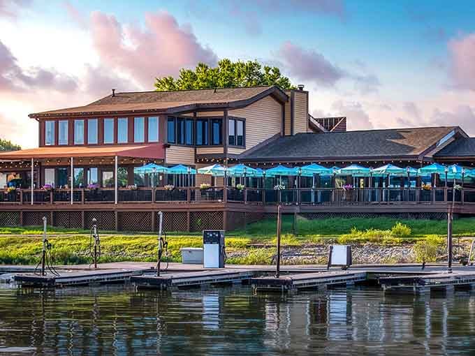 Those turquoise umbrellas aren't just decoration; they're your invitation to the good life on Morse Reservoir.